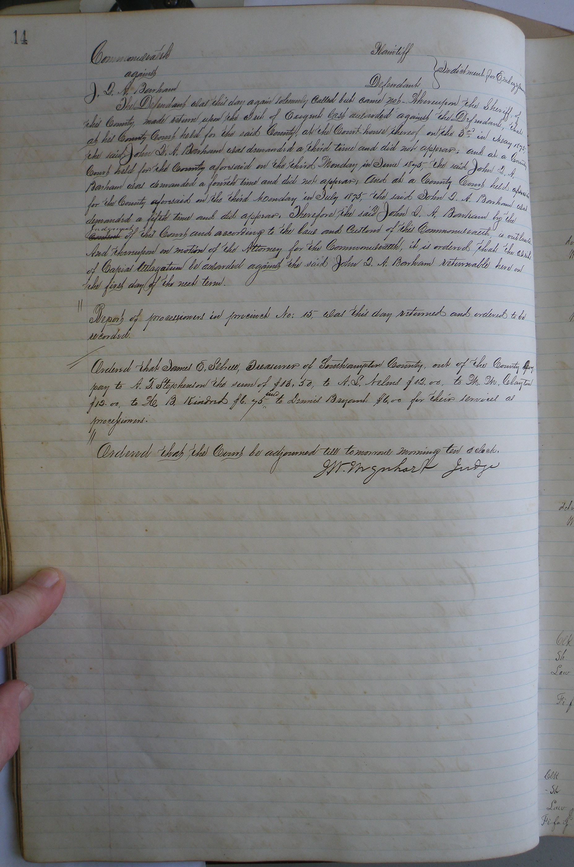 Court Order Book 1875-81